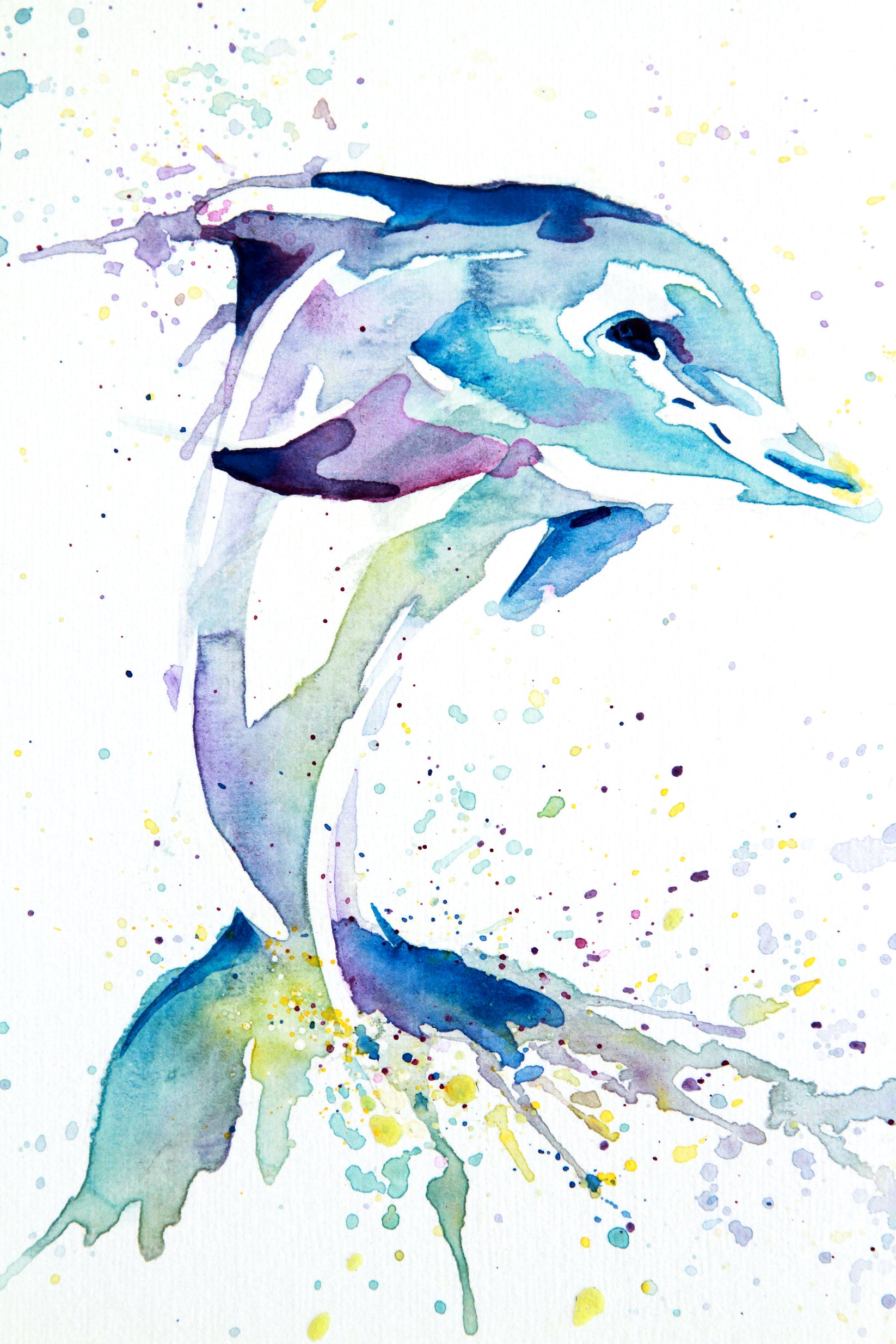 DOLPHIN original watercolour painting – Jill Temporal Fine Art