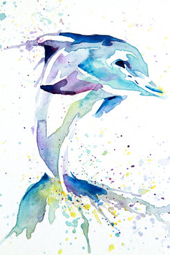 DOLPHIN original watercolour painting – Jill Temporal Fine Art