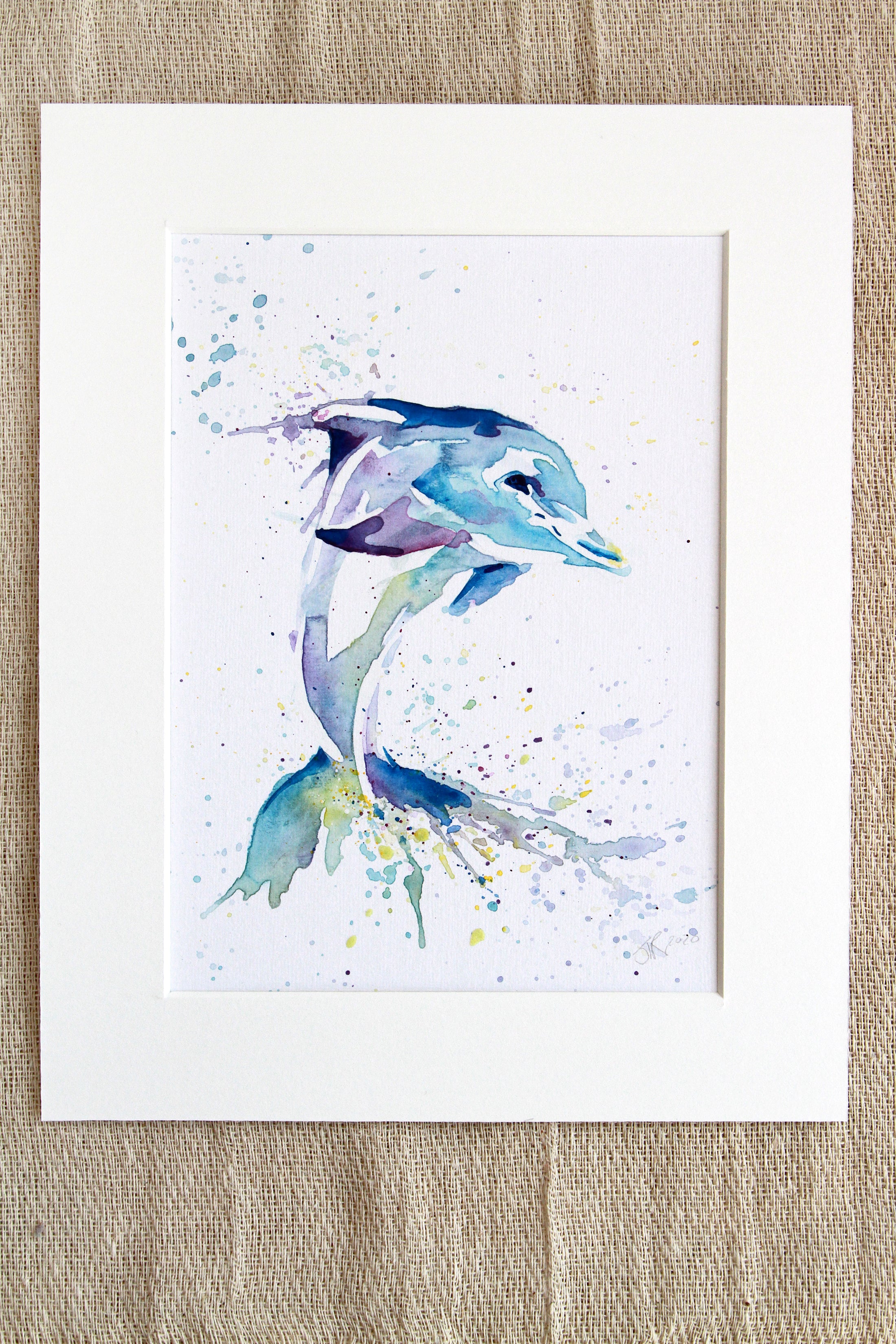 DOLPHIN original watercolour painting – Jill Temporal Fine Art